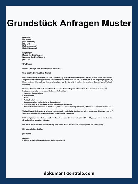 Grundstück Anfragen Muster