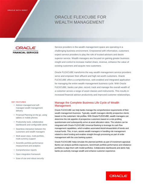 pdf oracle flexcube for wealth management data sheet · pdf