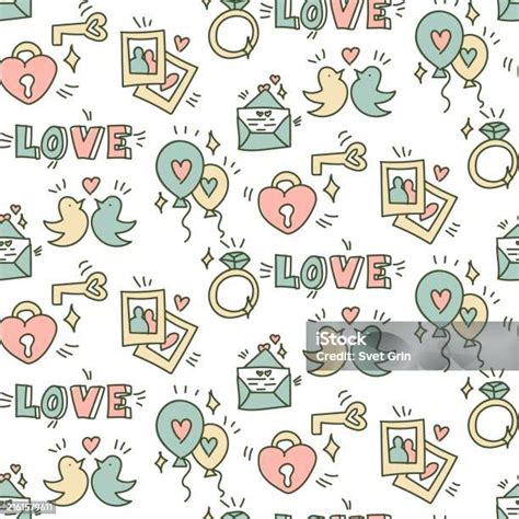 결혼식 배경입니다 손님의 도착 시간을 결정하기 위해 결혼식 요소가 있는 완벽한 패턴 결혼식 상징 수제 만화 결혼식 기호 사랑 제안 채우기가 있는 윤곽선 아이콘