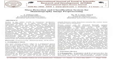 Mass Detection And Classification System For Mammography Image Preprocessing Pdf Document
