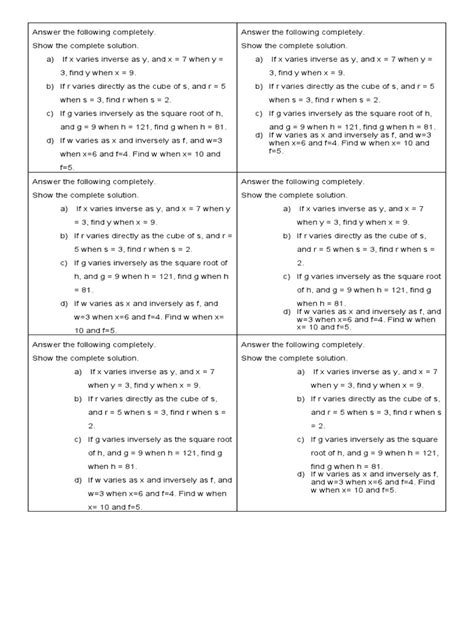 Inverse And Combined Variation Quiz Pdf Mathematics Inverse And Combined Variation Quiz Pdf Mathematics