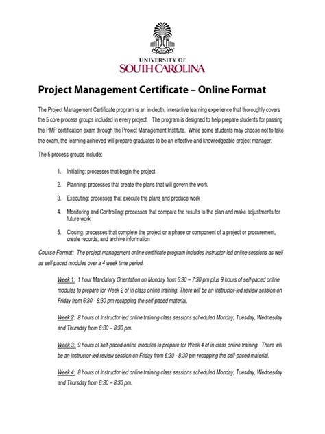Project Management Certificate Online Format Pdf Evaluation