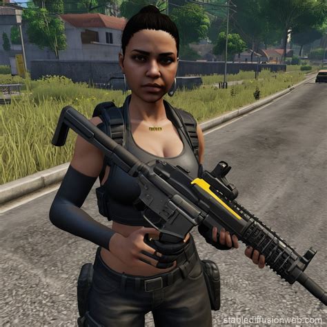 Mulher Com M4 Em Posição De Fivem Stable Diffusion Online