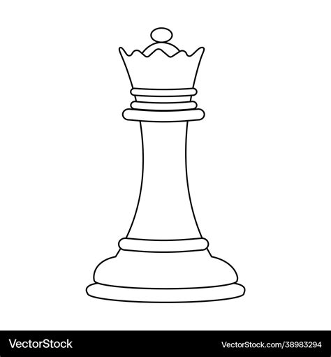 Queen Chess Piece Outline American Royalty Free Vector Image