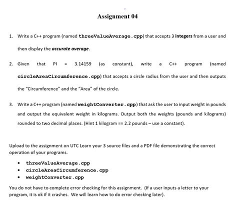 Solved Assignment Write A C Program Named Chegg