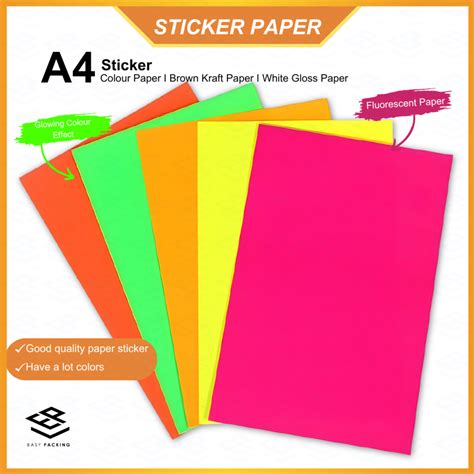 10pcs A4 Colour Sticker Adhesive Label A4 Size For All Printer
