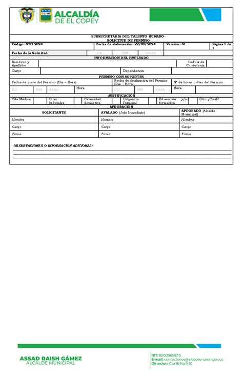 Formato De Permiso Trabajo Subsecretaria Del Talento Humano