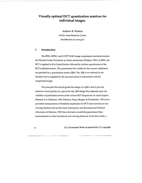 pdf visually optimal dct quantization matrices for individual images
