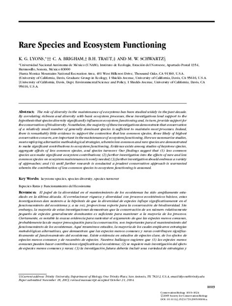 Pdf Rare Species And Ecosystem Functioning