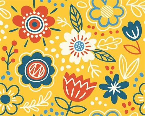 Premium Vector Scandic Floral Seamless Pattern Repeating Design