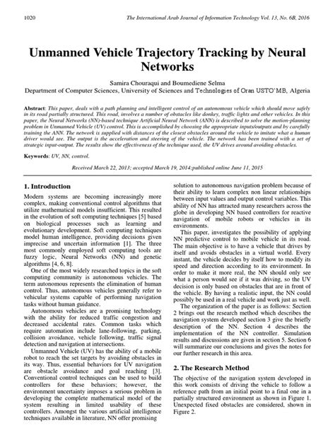 Unmanned Vehicle Trajectory Tracking By Neural Networks Pdf