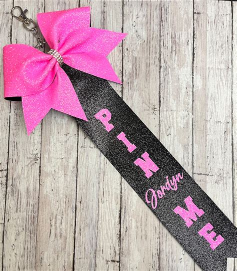 Pin Me Cheer Ribbon Neon Pink Pin Me Bow Clip Cheer Pins Cheer Bow Bag