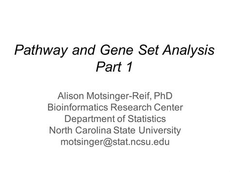 Pdf Pathway And Gene Set Analysis Part 1