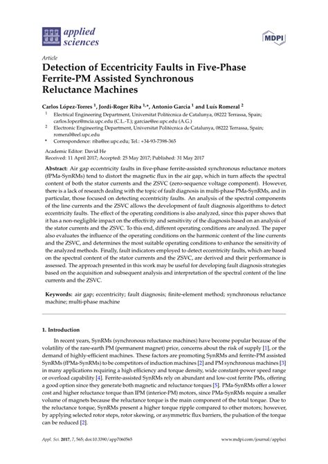 Pdf Detection Of Eccentricity Faults In Five Phase Ferrite Pm