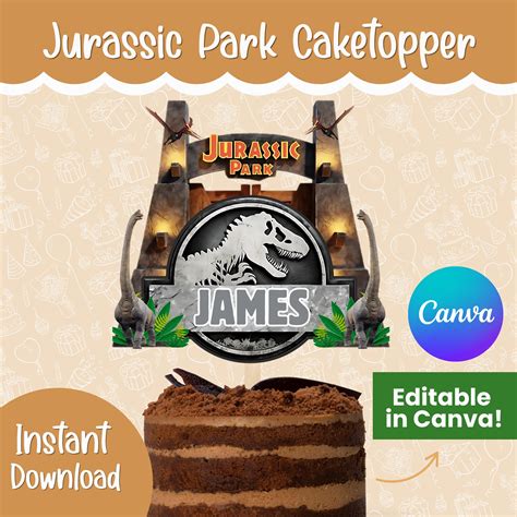 Jurassic Park Caketopper Jurassic Park Favor Jurassic Park Birthday