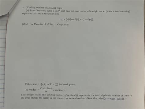 Solved Winding Number Of A Planar Curvea ﻿show That