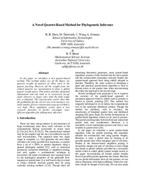 Pdf A Novel Quartet Based Method For Phylogenetic Inference