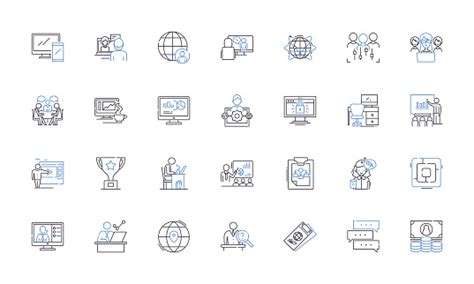 판매 분대 라인 아이콘 모음입니다 수익 목표 잠재 고객 파이프 라인 전환 피치 리드 벡터 및 선형 그림 협상 예측 할당량 개요