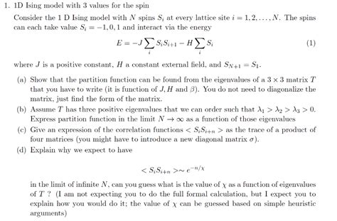1 1d Ising Model With 3 Values For The Spin Consider