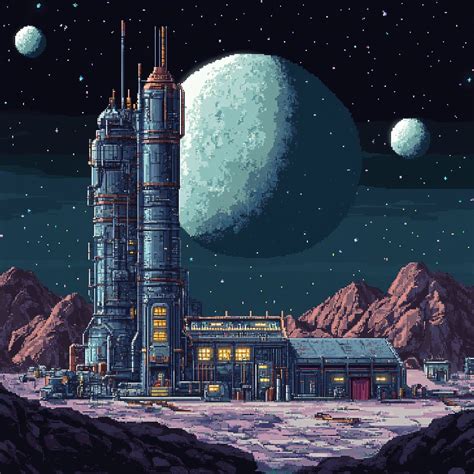 Retro Inspired Moon Base Pixel Art V Pixel Art Pxlart