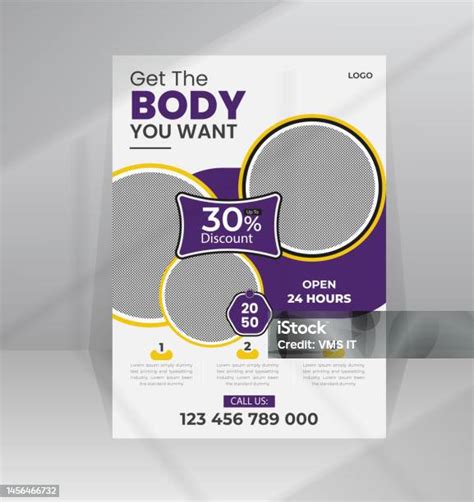 바디 피트니스 체육관 전단지 포스터 배너 템플릿 디자인 피트니스 클럽에 적합한 기업 비즈니스 전단지 강사에 대한 스톡 벡터 아트