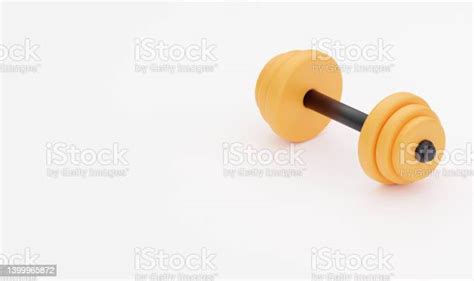피트니스 및 보디 빌딩을위한 금속 덤벨 3d 렌더링 노란색과 검은 색으로 피트니스 룸이나 집에서 훈련하기 위해 3차원 형태에 대한 스톡 사진 및 기타 이미지 Istock