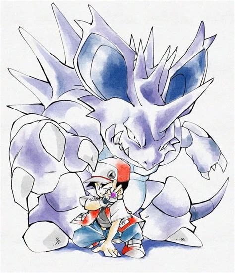 Old School Nidoking Rhyhorn Pokemon Art Red And White Pokemon Art