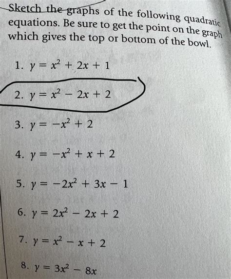 Answered Sketch The Graphs Of The Following Quadratic Equations Be
