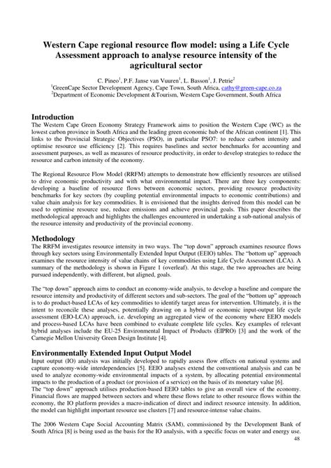 Pdf Western Cape Regional Resource Flow Model Using A Life Cycle