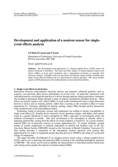 Pdf Development And Application Of A Neutron Sensor For Single Event Effects Analysis