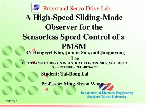 Ppt A High Speed Sliding Mode Observer For The Sensorless Speed