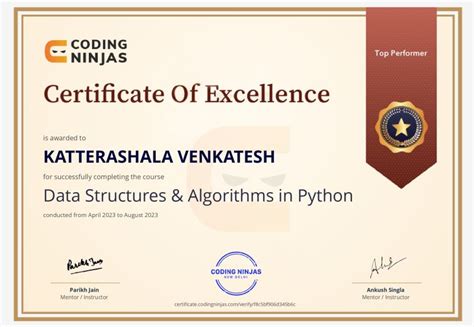 Venkatesh Katterashala On Linkedin Codingninjas Achievementunlocked