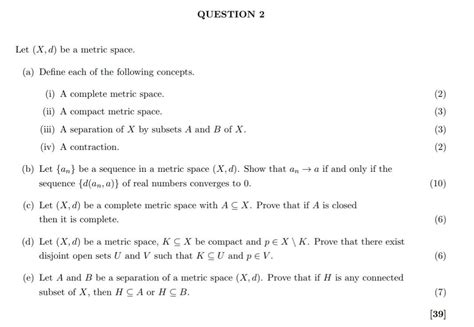 Solved QUESTION Let X D Be A Metric Space A Define Chegg