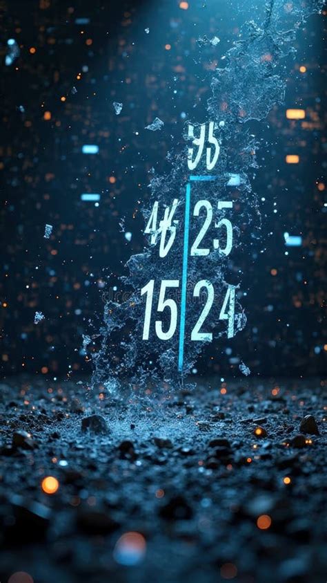 Abstract Digital Numbers In Motion With Floating Particles Stock