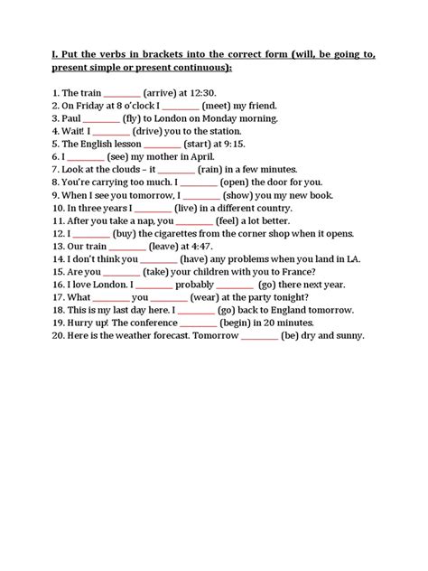 Future Tenses Exercise Pdf