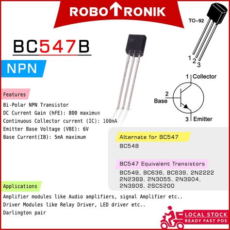 Transistor Bc Series Npn Pnp Bc547 Bc548 Bc557 Bc558 Compatible