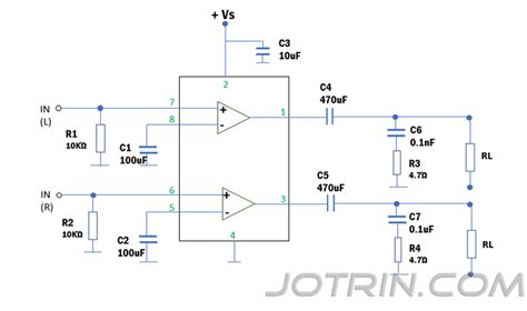 Tda2822 Amplifier Pinout Datasheet And Circuit Jotrin Electronics