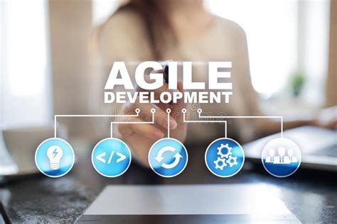 Agile Development Software And Application Programming Concept On Virtual Screen Stock Photo
