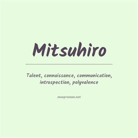 Signification Du Prénom Mitsuhiro