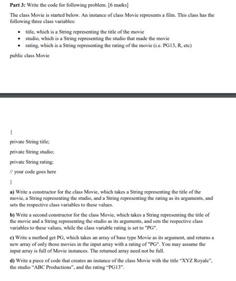 solved part 3 write the code for following problem [6