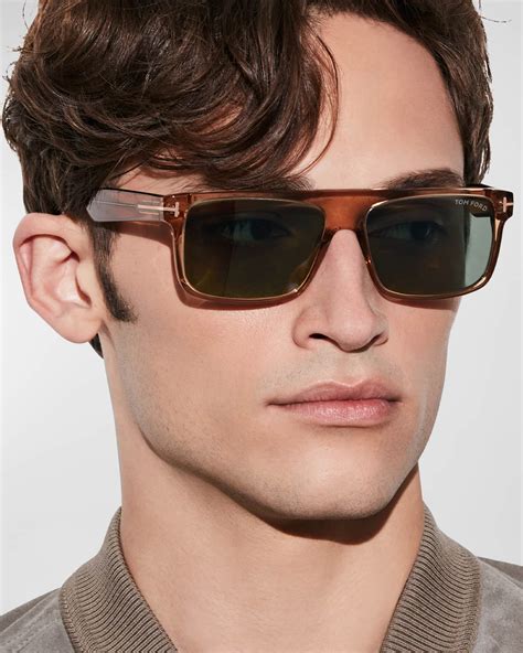 Tom Ford Mens Philippe T Logo Rectangle Sunglasses Neiman Marcus