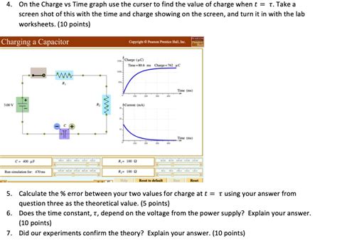 SOLVED On The Charge Vs Time Graph Use The Curser To Find The Value Of Charge When T T Take