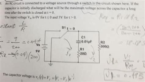 Solved An RC Circuit Is Connected To A Voltage Source Chegg Com