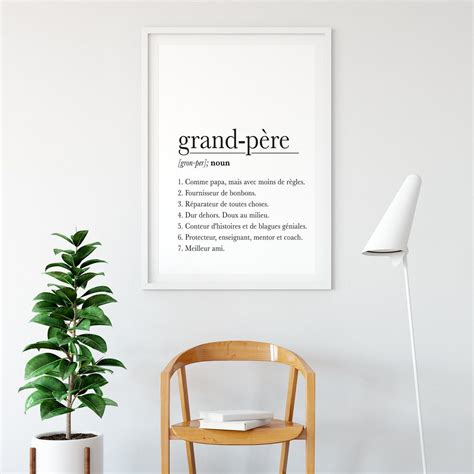 Grand Pere French Definition Print Grandfather Wall Art Digital