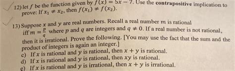Solved 12 Let F Be The Function Given By Fx5x−7 Use The