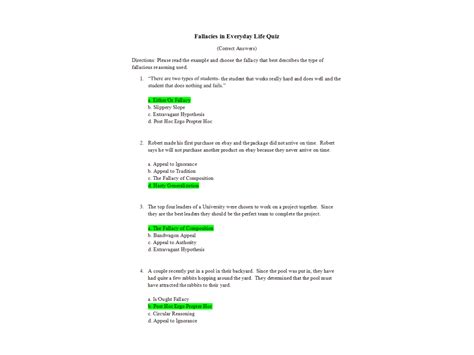 Phi 105 Topic 4 Quiz Fallacies In Everyday Life Quiz Course Resources