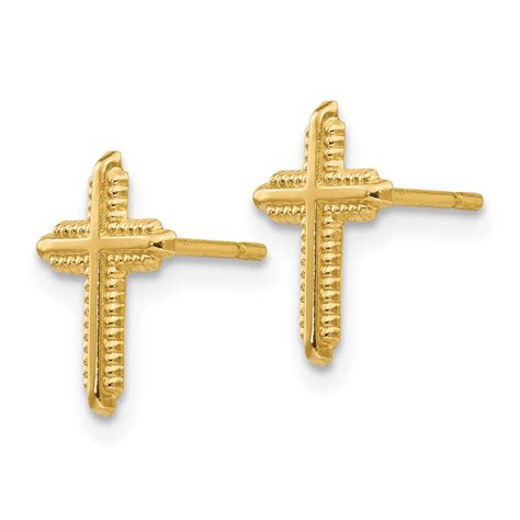Charlie And Co Jewelry 14k Gold Cross Post Earrings Gold Minimalist