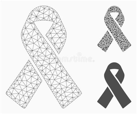 Mourning Ribbon Vector Mesh 2d Model And Triangle Mosaic Icon Stock
