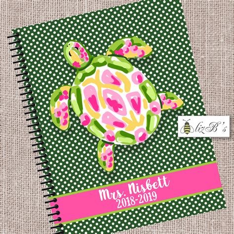 Preppy Sea Turtle Planner Sea Turtle Teacher Planner Etsy