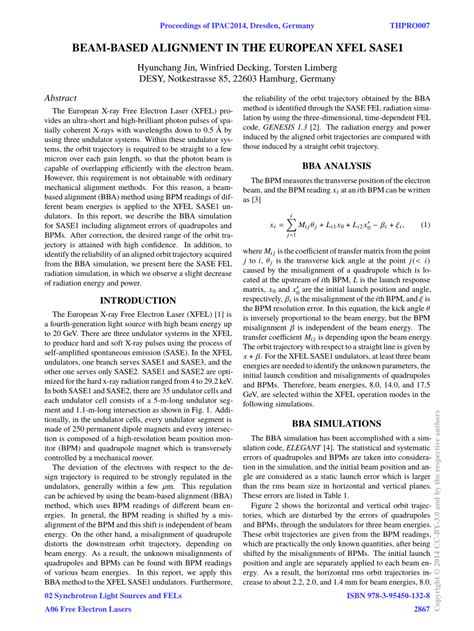 Pdf Beam Based Alignment In The European Xfel Sase1